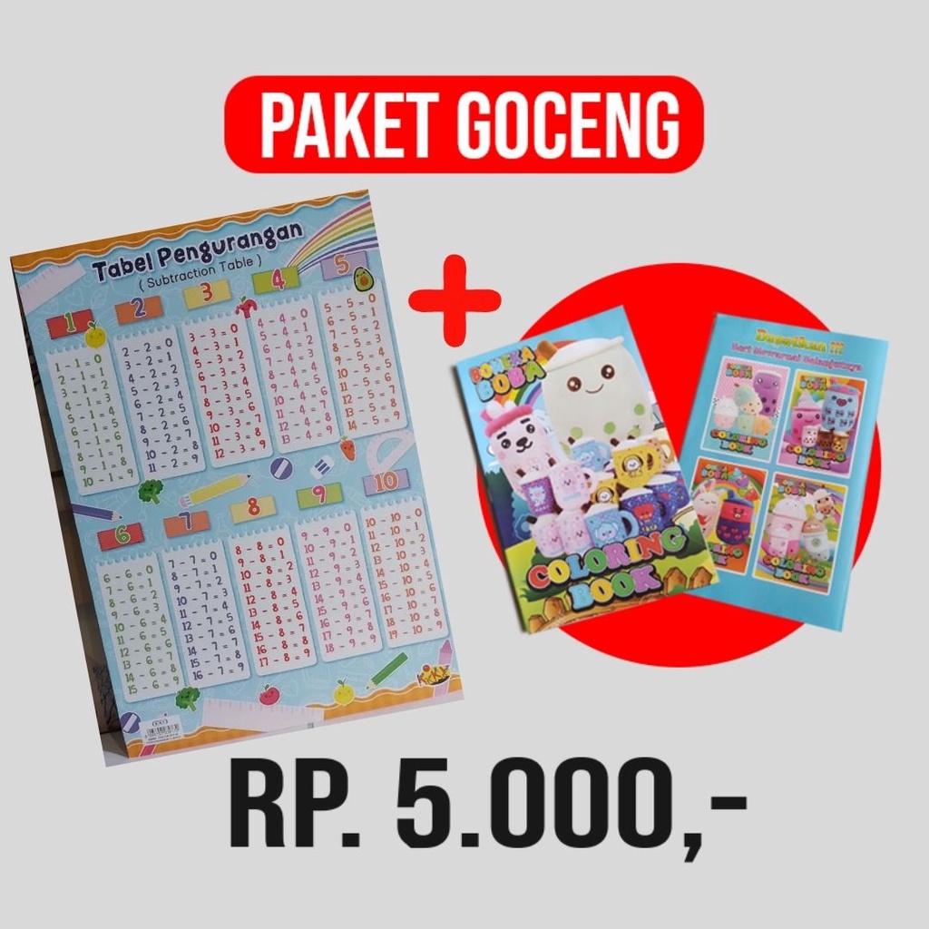 Jual Paket Goceng Poster Mengenal Table Penggurangan Dan Buku Mewarnai ...