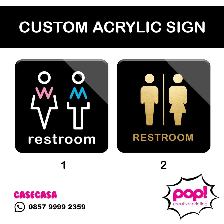 Jual Tulisan Restroom Toilet Acrylic Square Sign akrilik Custom ...