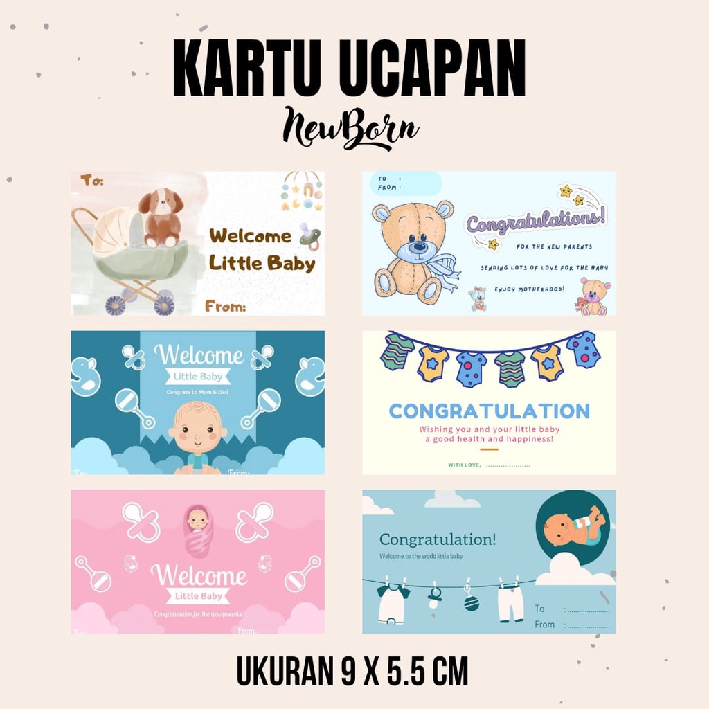 Jual Kartu Ucapan Kelahiran Bayi Baby Newborn Greeting Card Welcome Baby Bor | Shopee Indonesia