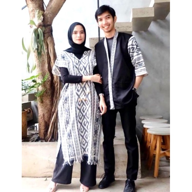 Jual set coupel baju tenun - dres tenun etnik-kimono tenun - set baju prewedding-baju etnik ...