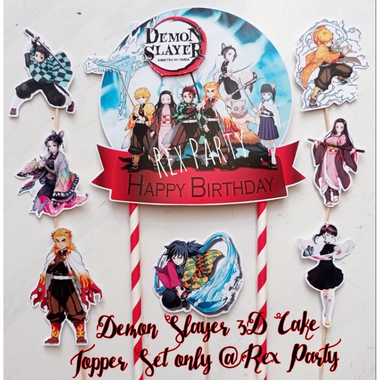 Jual Demon Slayer Cake Topper/ Cake Topper 3D Demon Slayer/ Toper Kue ...