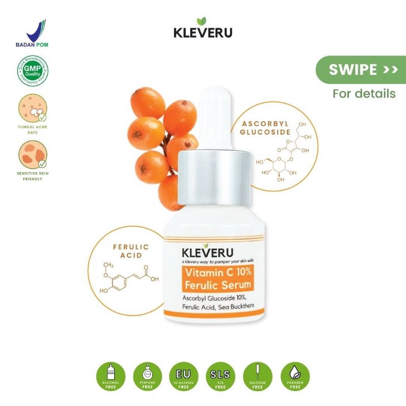 Jual KLEVERU Vitamin C 10% Ferulic Serum 15ml / Serum Wajah vitamin c ...