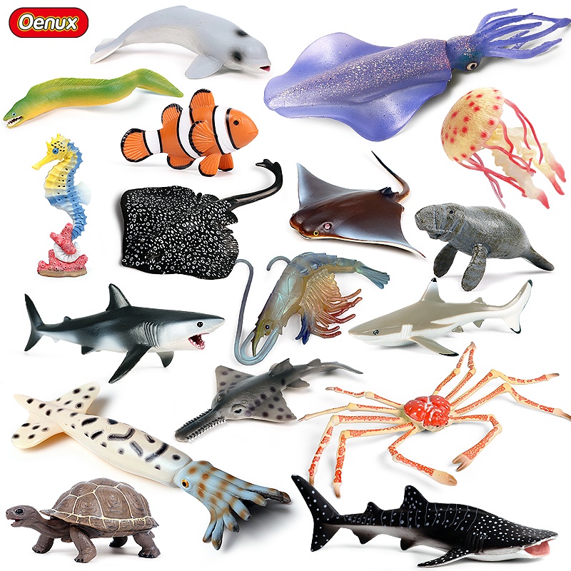 Jual Oenux Original Sea Life Animals Model King Crab Squid Shrimp ...