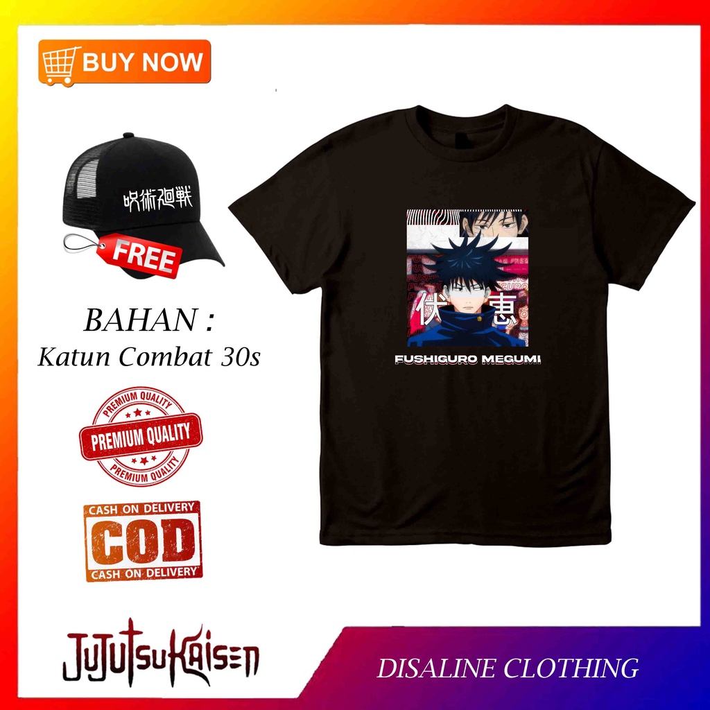 Jual Tshirt Kaos Dawasa Jujutsu Kaisen Fushiguro Megumi / free Topi ...