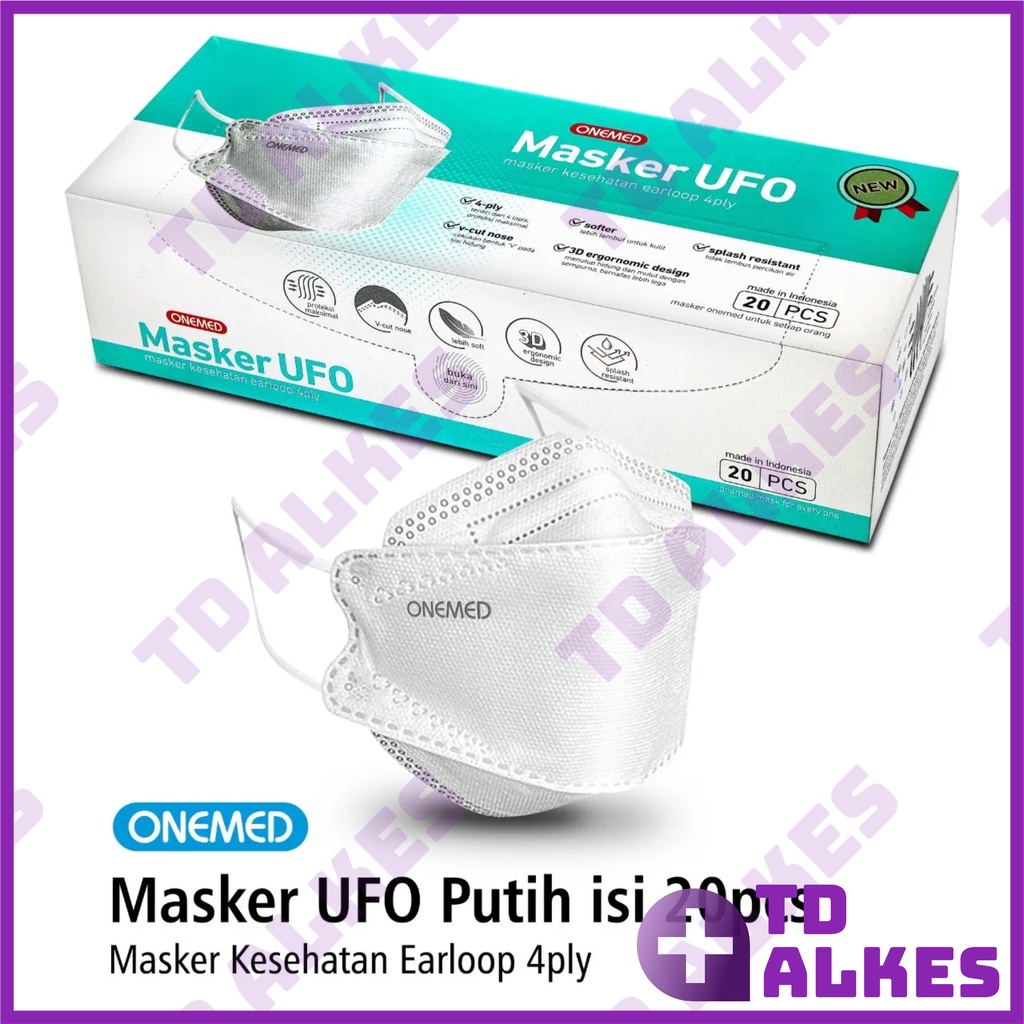 Jual Masker Earloop UFO 4PLY OneMed Isi 20 Medis Debu Karet Telinga ...