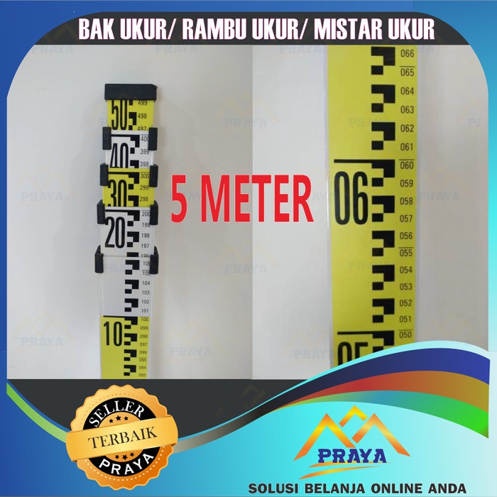 Jual Wtb002 Bak Ukur Mistar Rambu Ukur 5 M 5M 5 Meter Untuk Waterpass ...