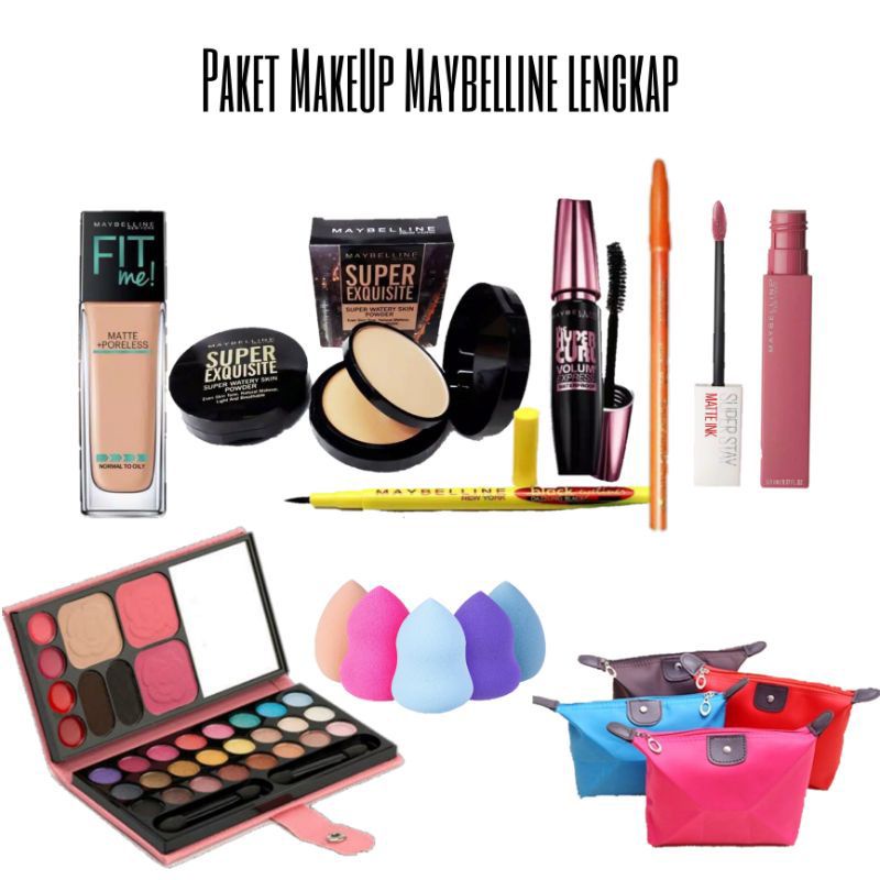 Jual Maybelline / paket makeup lengkap set 7 in 1 / paket makeup ...