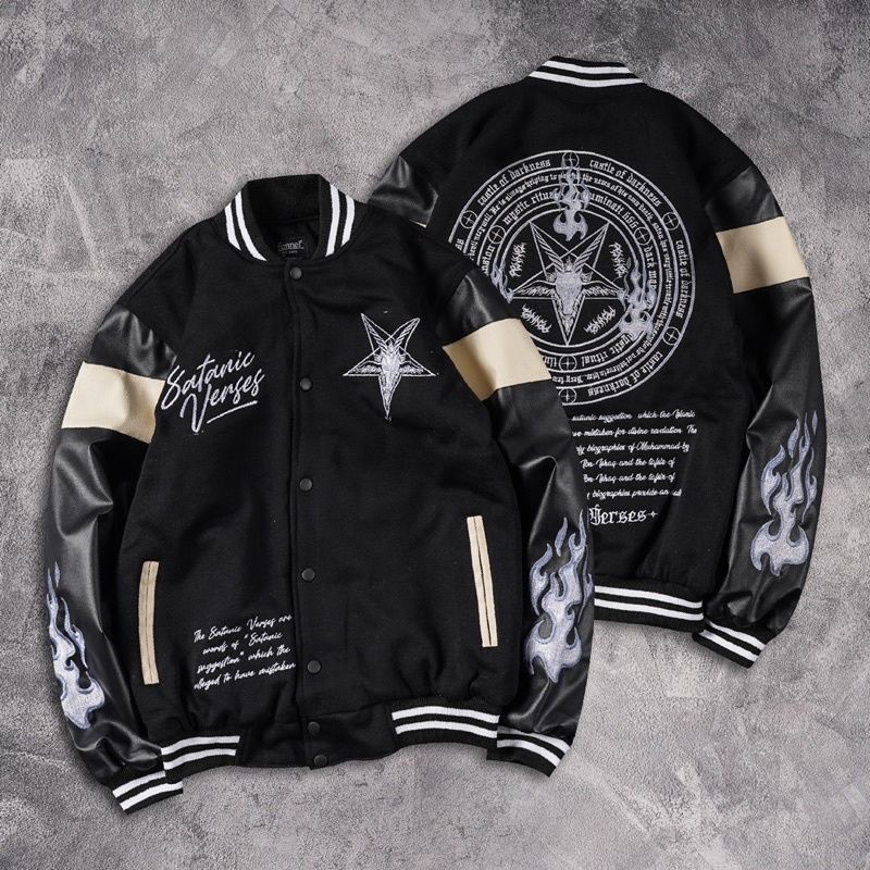 Jual PLAIN JAKET VARSITY DISTRO FULL BORDIR MOTIF SATANIC VERSES ...