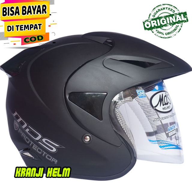 Jual Helm / Helm half face / Helm mds protector solid black matt ...