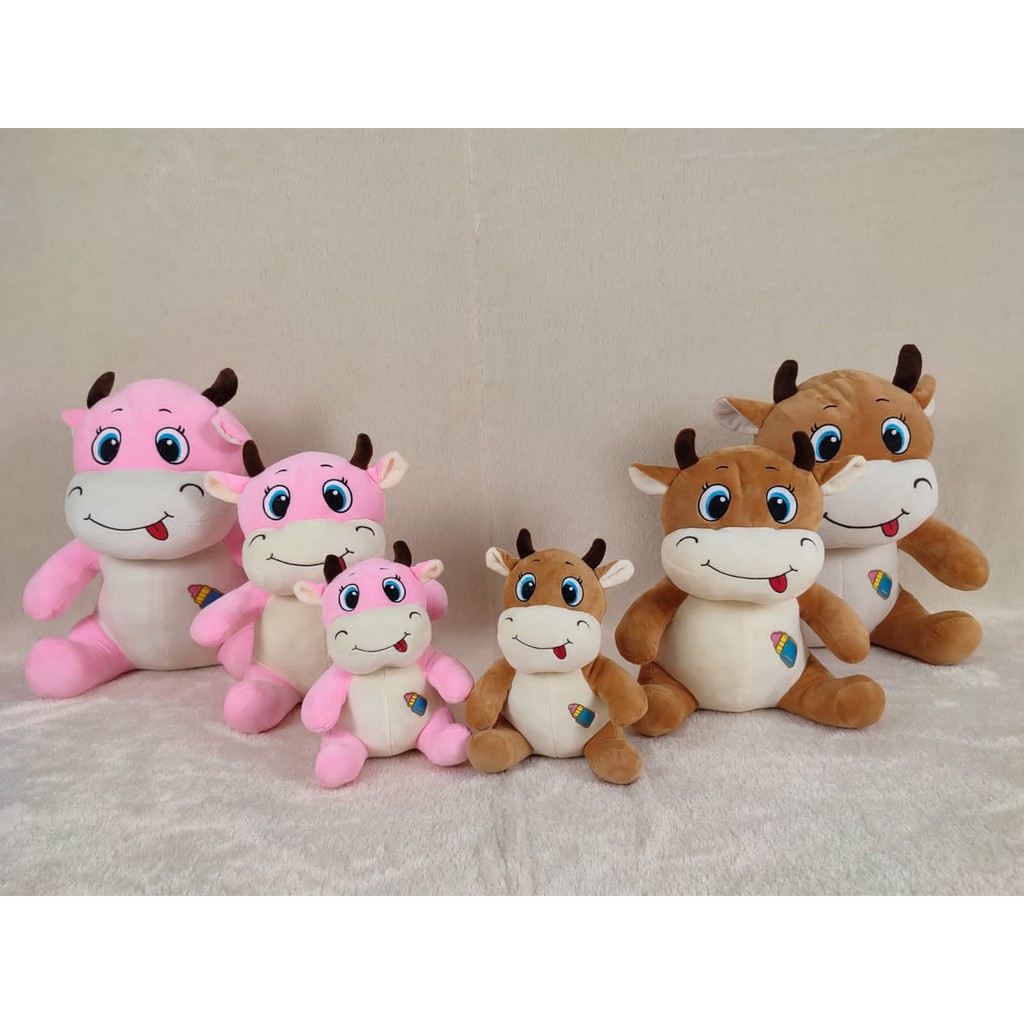 Jual Boneka Sapi Duduk Tanduk, Cute Sitting Cow ukuran L | Shopee Indonesia