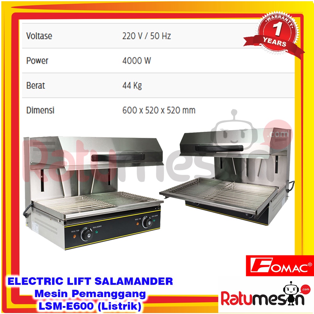 Jual Electric Salamander / Mesin Pemanggang Daging LSM-E600 FOMAC ...
