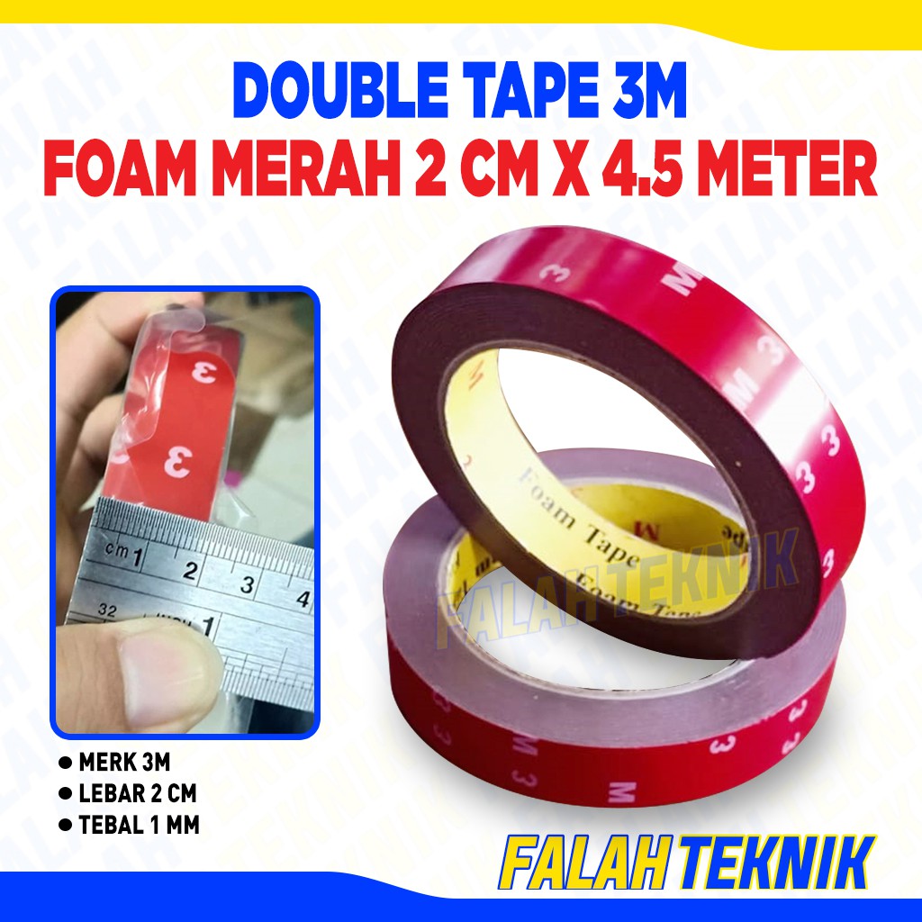 Jual Double Tape 3M Foam Merah 2 cm x 4.5 meter | Shopee Indonesia