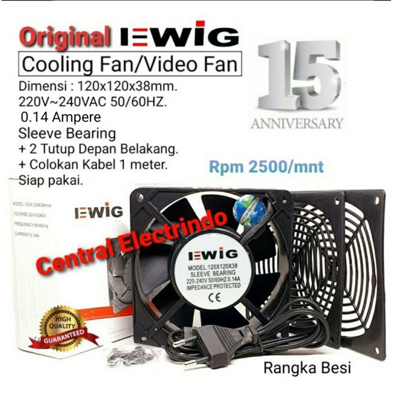 Jual Cooling Fan Video Fan 120x120x38mm (Kabel + Tutup) EWIG. | Shopee ...