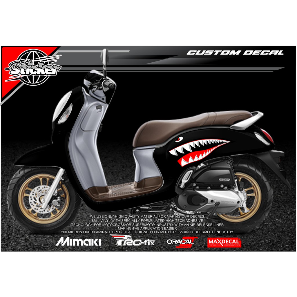 Jual Sticker Printing Cutting Vespa / Scoopy shark Teeth mouth / Hiu ...