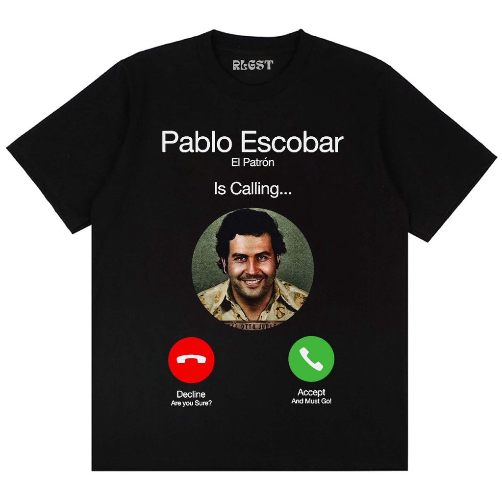 Jual Rollingstout Tshirt - Pablo Escobar Calling | Parodi Kaos Band ...