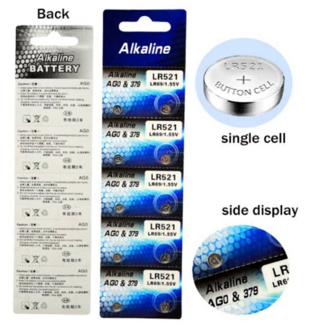 Jual Baterai batrei battery kancing button cell ALKALINE AG0 LR521 LR63 ...