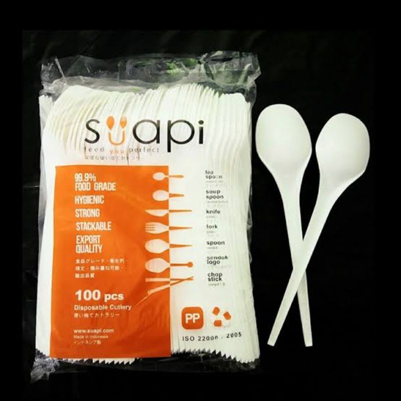 Jual SENDOK MAKAN PLASTIK SUAPI 1 PACK (100 PCS) | Shopee Indonesia
