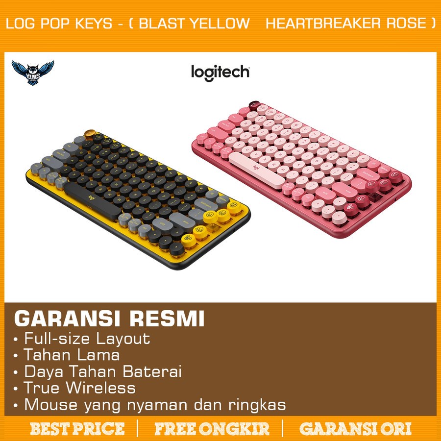 Jual Logitech POP Keys Keyboard Wireless Mechanical Compact, Emoji Keys ...