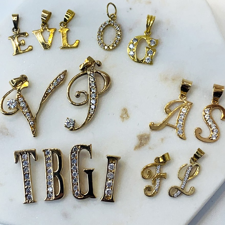 Jual Liontin Kalung Huruf Emas Asli Alphabeth Alfabet Abjad Kuning ...