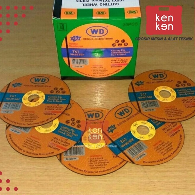 Jual BATU GERINDA POTONG WD 4 x 1,2 CUTTING WHELL 4 INCH PER PACK (20 ...