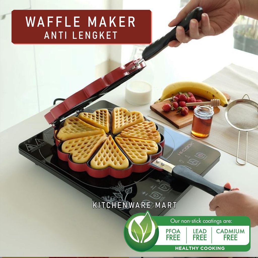 Jual Cetakan Waffle hati bahan teflon - waffle maker NUPON -Cetakan ...