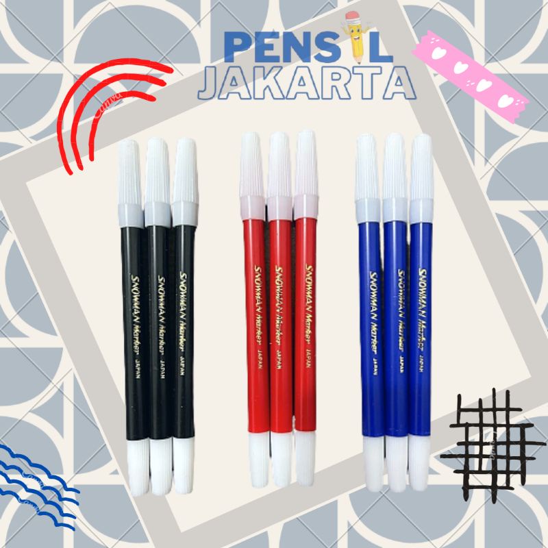 Jual Spidol SNOWMAN Kecil / Pen Marker Hitam Biru Merah [ECER] | Shopee ...