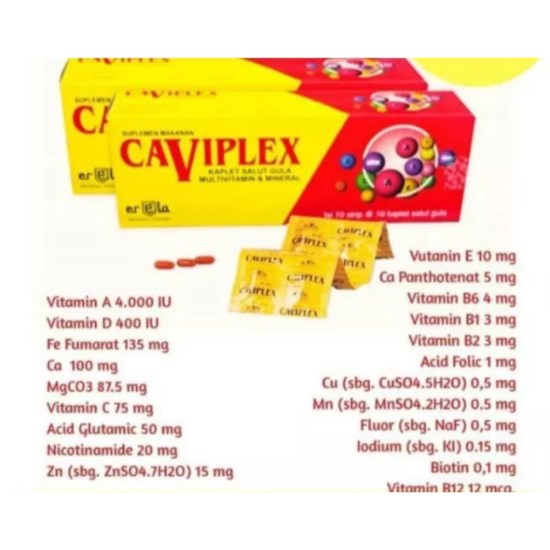 Jual Caviplex multivitamin mineral strip isi 10 tablet | Shopee Indonesia