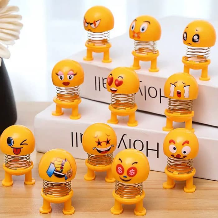 Jual Hiasan Dashboard 11Pcs Emoji Emo Emoticon spring doll 1Set ISI ...