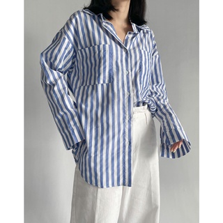 Jual ASOKA Vani Shirt - Kemeja Stripe Salur - Atasan Wanita Lengan Panjang - Kemeja Katun ...