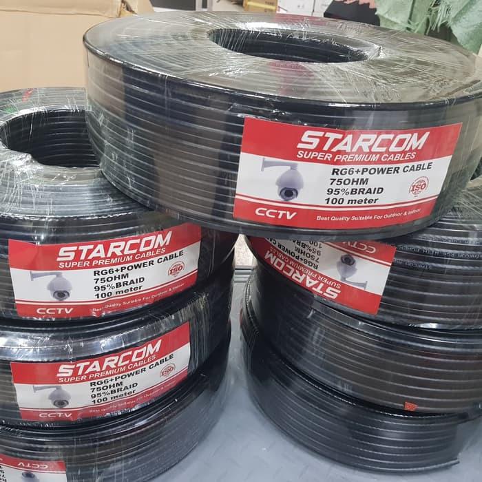 Jual Kabel Cctv Starcom Kabel Rg6+Power @100M Hitam | Shopee Indonesia