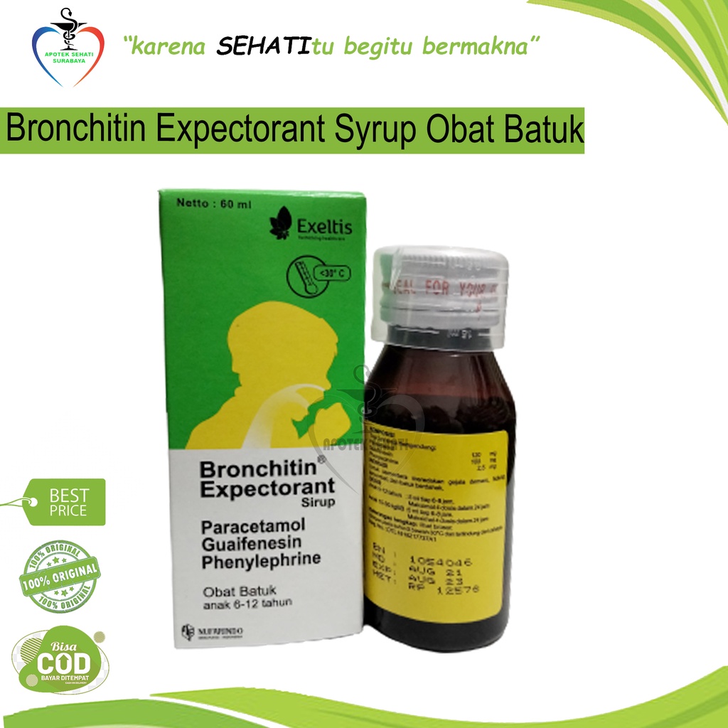 Jual BRONCHITIN SIRUP EXPECTORANT 60ML OBAT BATUK BERSIN DEMAM | Shopee ...