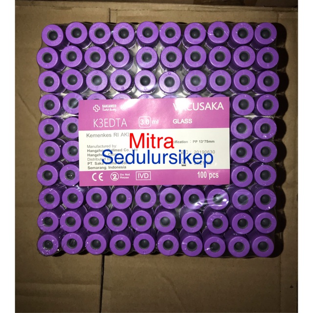 Jual Tabung Vacutainer EDTA 3 ml Sakamed UNGU | Shopee Indonesia