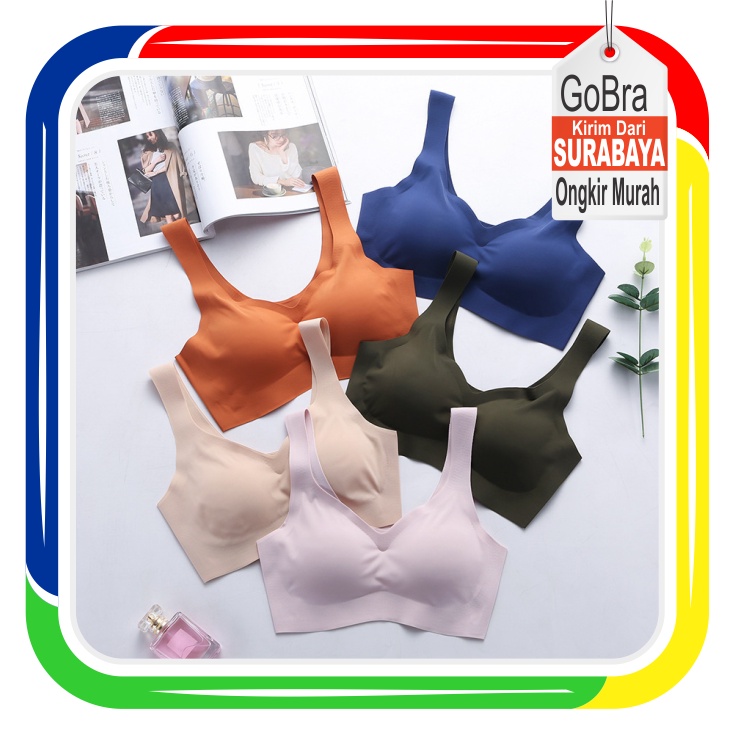 Jual Gobra ♕ PW078 (BAHAN TIPIS) Bra Wanita Fashion Seamless Sport Bra Olahraga Push Up Tanpa ...