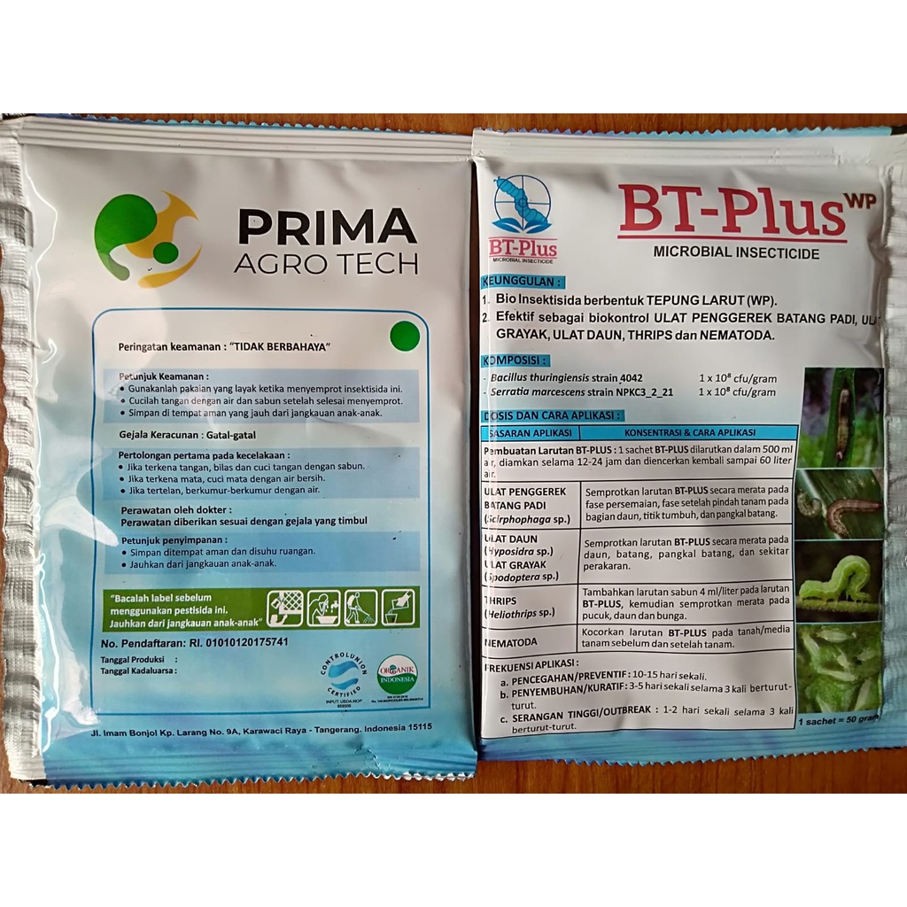 Jual Insektisida Organik BT Plus Bio Insektisida kemasan 50gram ...