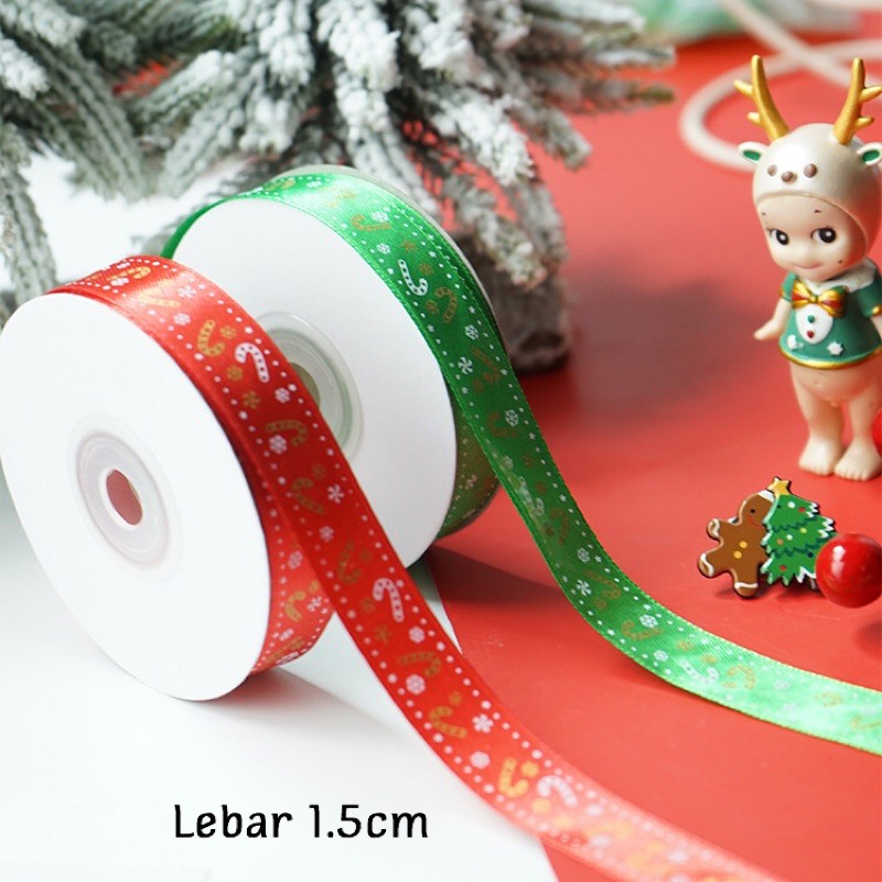 Jual PITA MOTIF NATAL 1,5CM PITA CHRISTMAS RIBBON | Shopee Indonesia