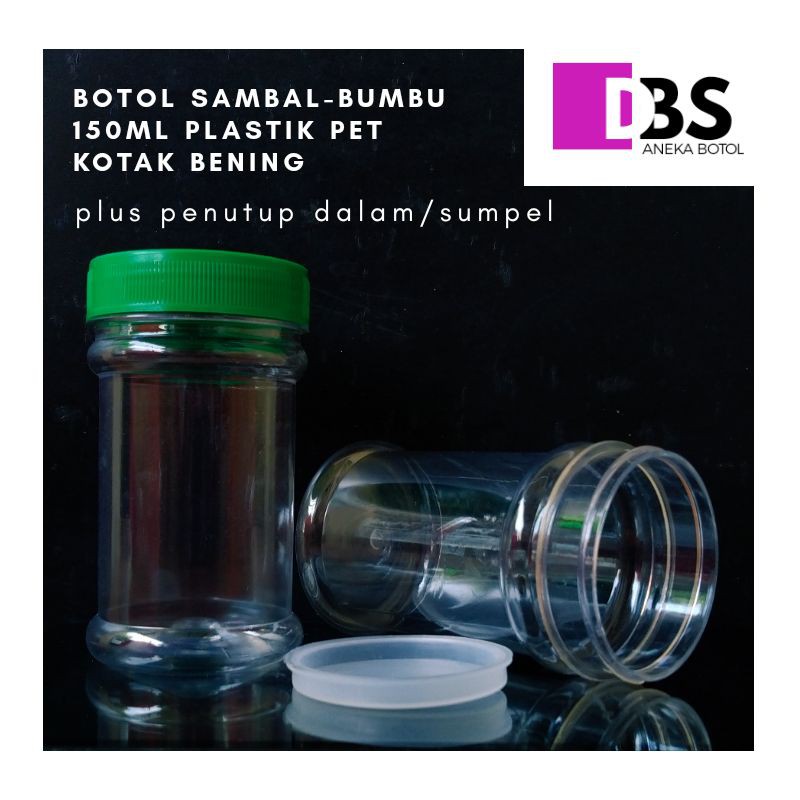 Jual BOTOL SAMBAL BULAT TINGGI 150ML TUTUP HIJAU PLUS SUMPEL PENUTUP ...
