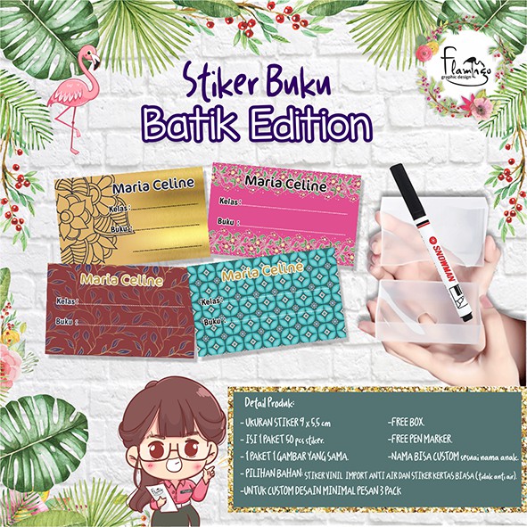 Jual STIKER LABEL BUKU SEKOLAH BATIK INDONESIA EDITION FREE CUSTOM NAMA ...