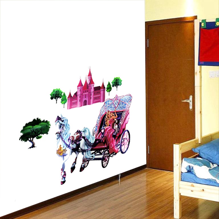 Jual METH AS6945 BARBIE N HORSE DRAWN 60X90 WALSTIKER WALLSTICKER WALL ...