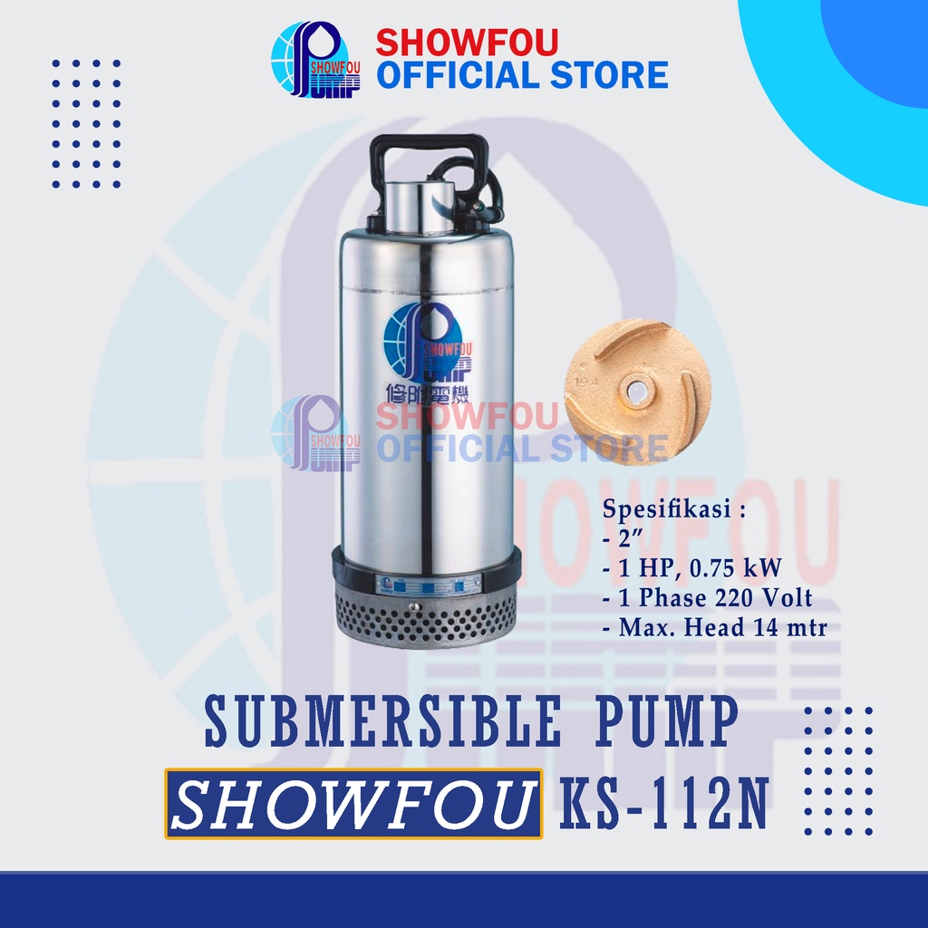 Jual SHOWFOU SUBMERSIBLE PUMP KS-112D, 1 HP, 1 Phase 0.75 kWatt 2 Inch ...