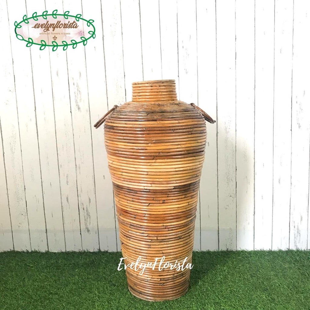 Jual Vas Guci Rotan T70 Handle Coklat Tua Pot Gucci Tempat Bunga ...