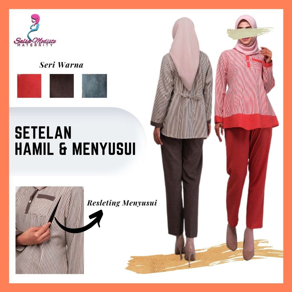 Jual Setelan Baju Hamil Pakaian Hamil Menyusui Mindi Salur Salsa ...
