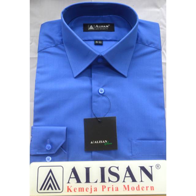 Jual Kemeja Alisan polos warna biru 5 | Shopee Indonesia