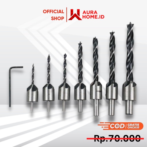 Jual Mata Bor Drill Bit Countersink HSS 3-10mm 7 PCS / Mata Bor ...