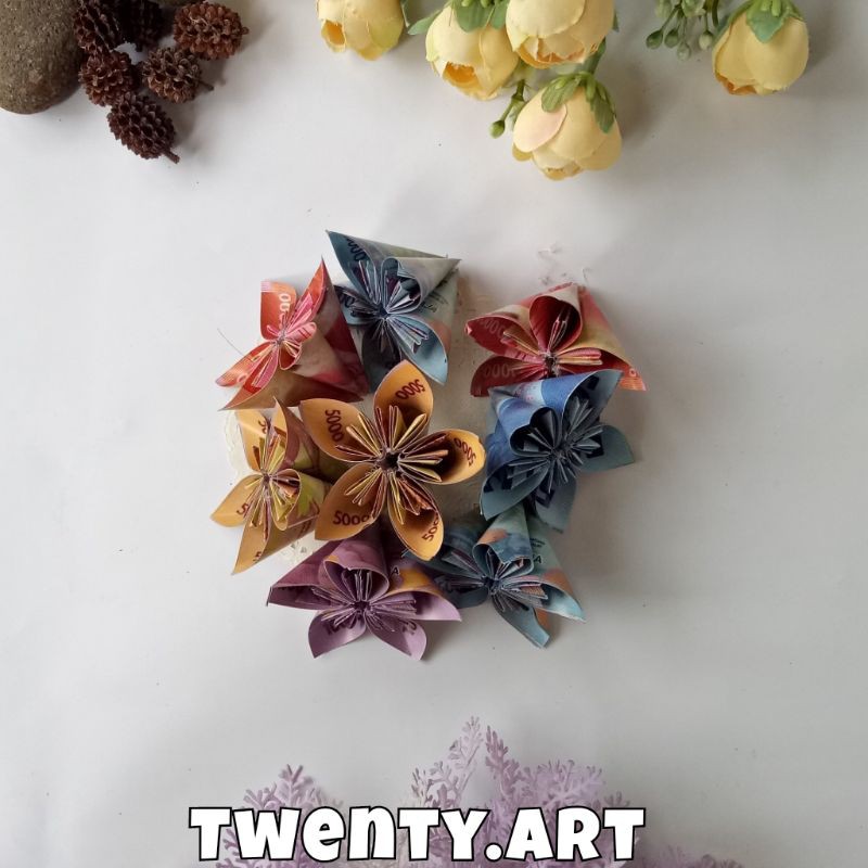 Jual Origami Bunga Kamboja dari Replika Uang Kertas Untuk Mahar ...