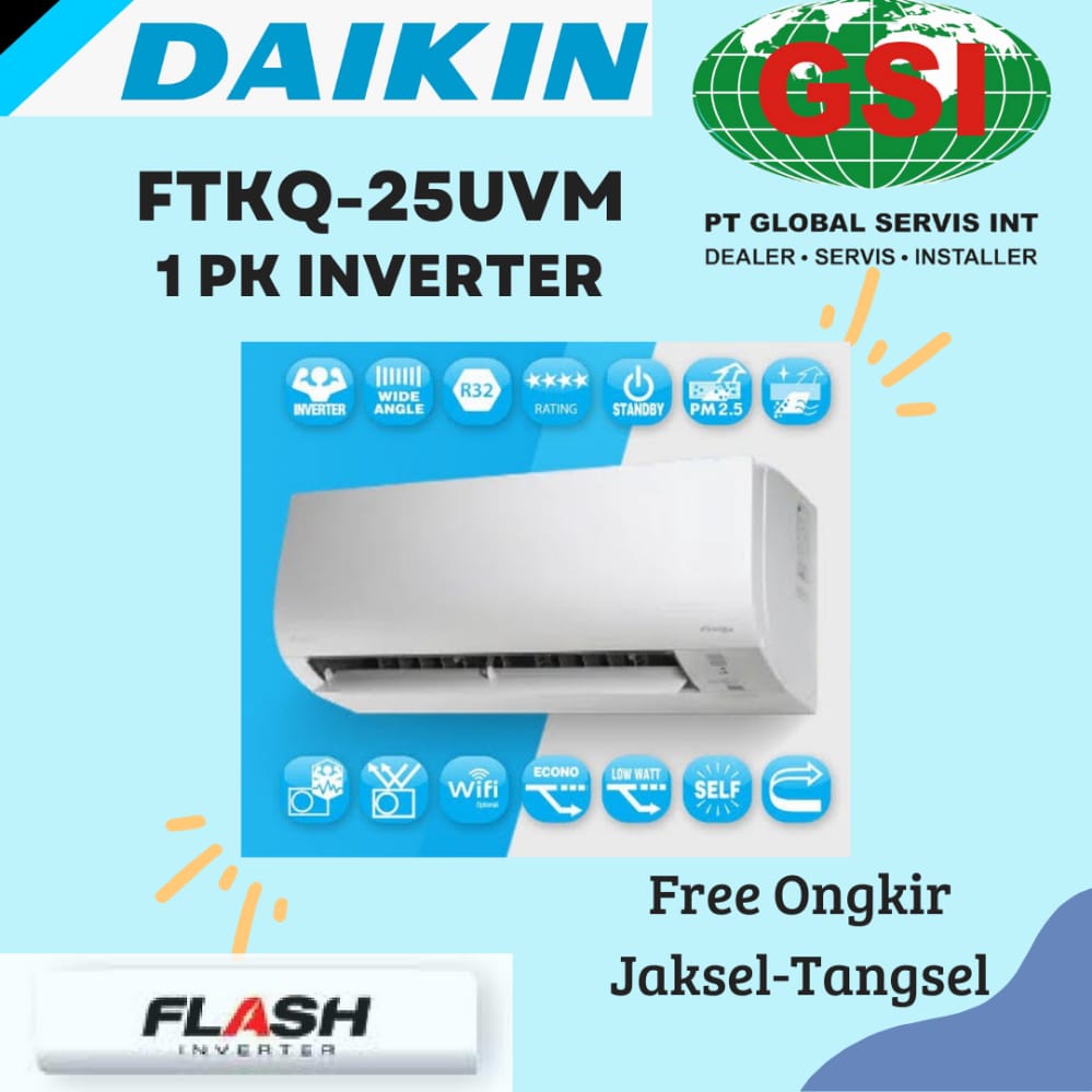 Jual AC DAIKIN FLASH INVERTER 1 PK FTKQ-25UVM UNIT ONLY | Shopee Indonesia
