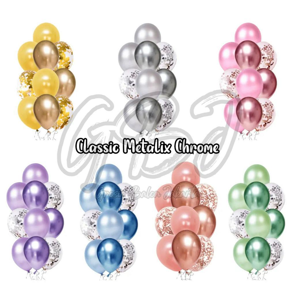Jual [PAKET MINI] - Classic Metalix Chrome - Dekorasi Balon Simple Set ...