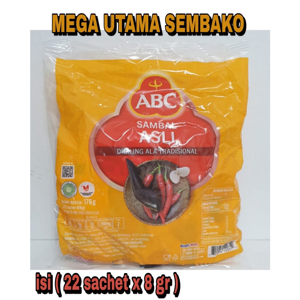 Jual saus sambal ABC stick / sachet sambal asli 176 gr isi ( 22 sachet ...