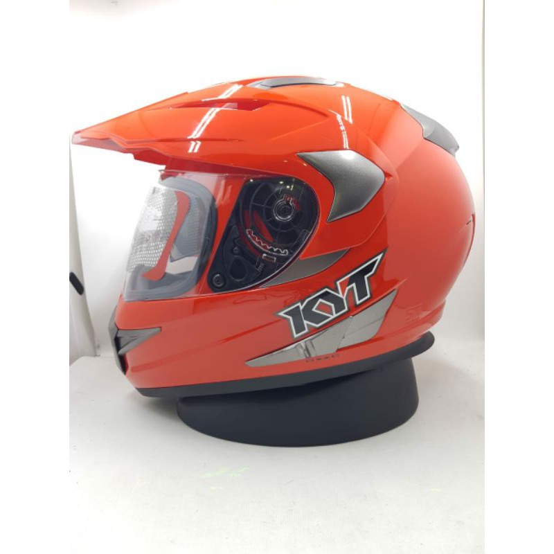 Jual HELM FULL FACE KYT ENDURO R SOLID DOUBLE VISOR MERAH FERARI & ALL ...