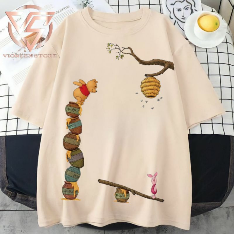 Jual BAJU WANITA KAOS KATUN CEWEK PREMIUM WINNIE THE POOH UKURAN S-M-L ...