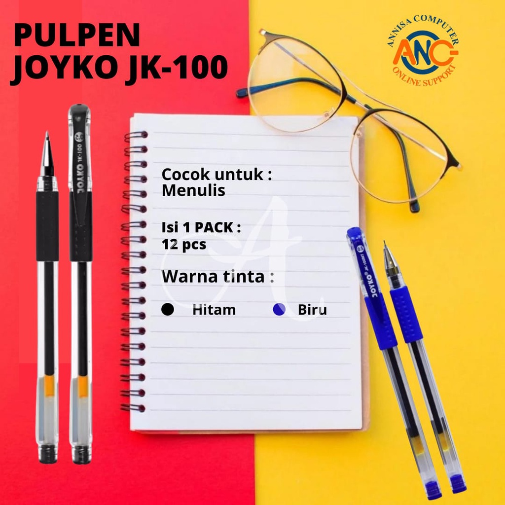Jual PULPEN JOYKO JK-100 / BALPOINT / GEL PEN / 1 Box isi 12 Pcs / Murah | Shopee Indonesia